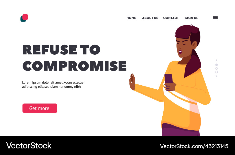 Refuse to compromise denial or disagree landing Vector Image