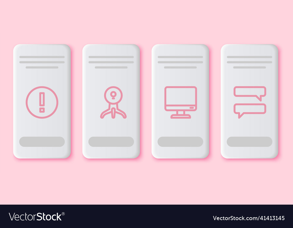 Set Line Information Web Camera Computer Monitor Vector Image