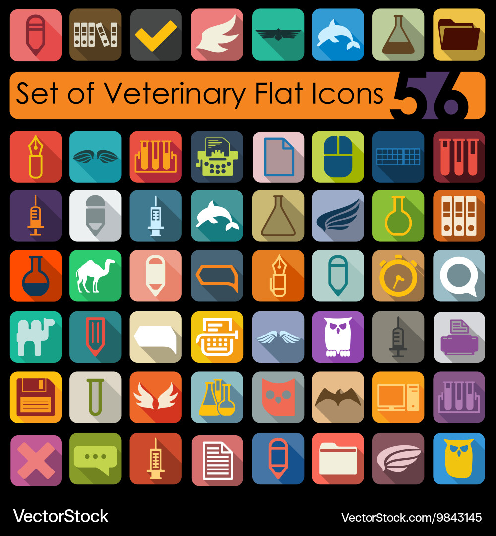 Set of veterinary flat icons Royalty Free Vector Image