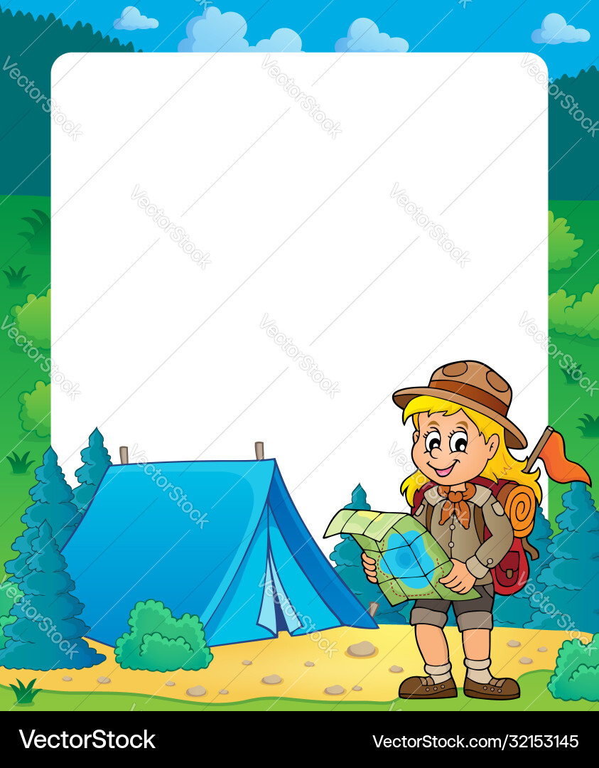 Summer frame with scout girl theme 2 Royalty Free Vector