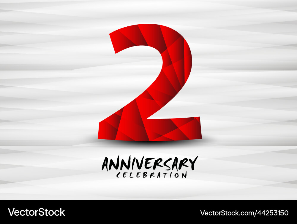 2 year anniversary celebration logo red polygon Vector Image