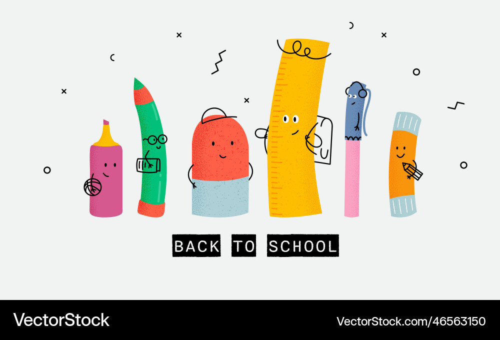 Back to school fun hand drawn character design Vector Image