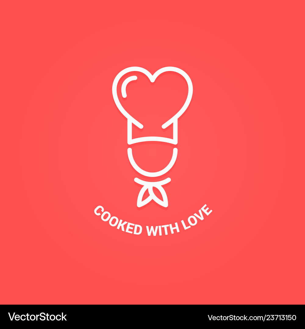 Chef with heart logo cooked love concept Vector Image