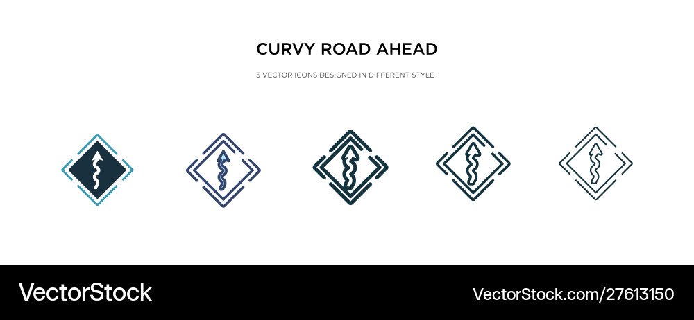 Curvy road ahead icon in different style two Vector Image