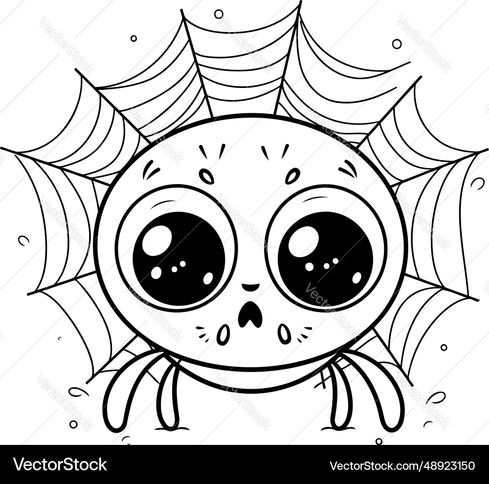 Cute spider with cobweb halloween character design