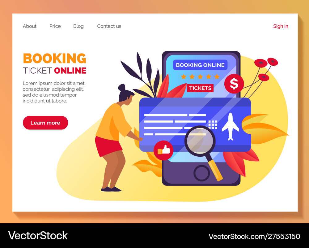 Flight tickets search booking service web banner Vector Image