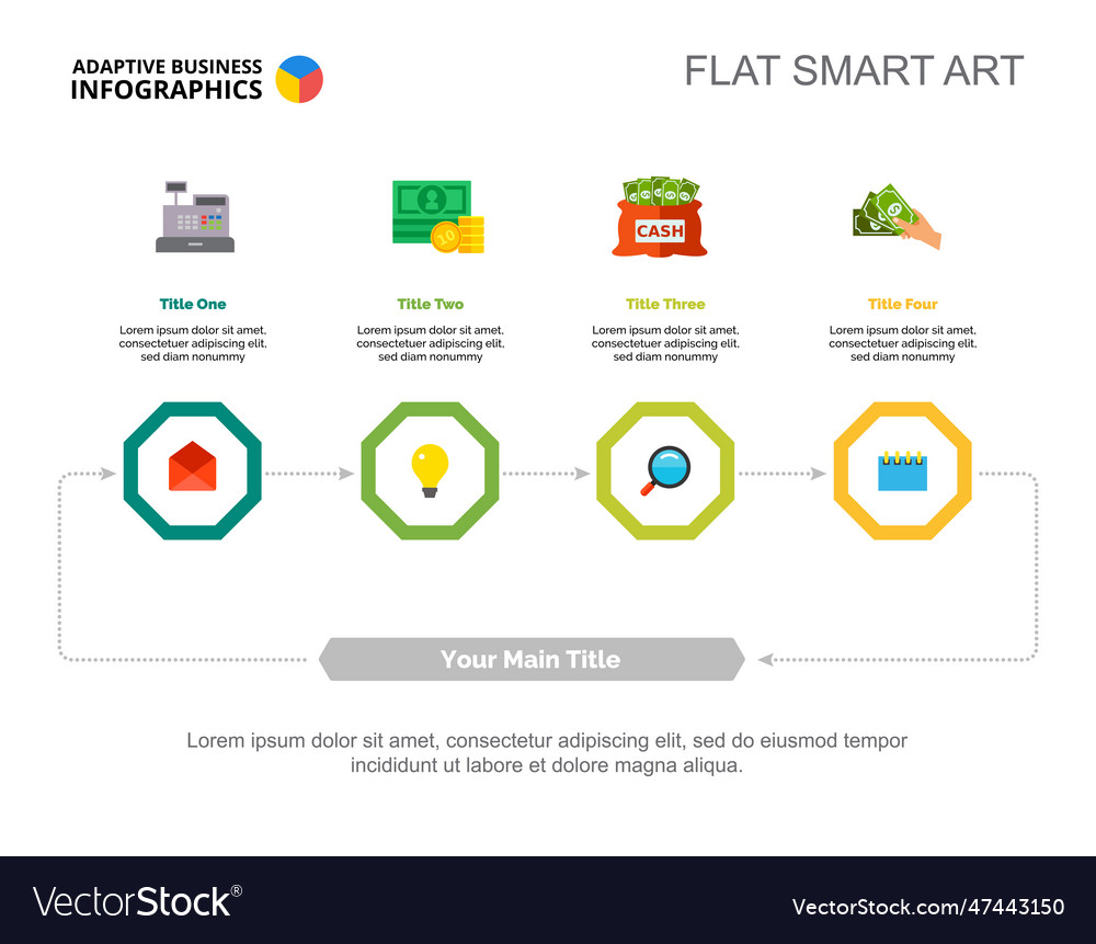 Four steps financial cycle slide template Vector Image Four steps financial cycle slide template Vector Image