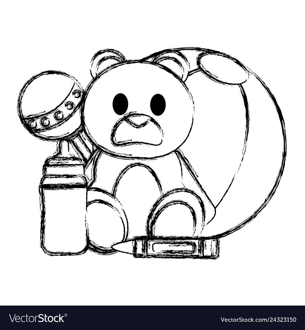 Grunge Cute Babe Toys Things Design Royalty Free Vector