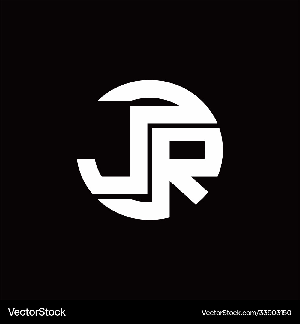 Jr logo monogram with rounded line swipe design Vector Image