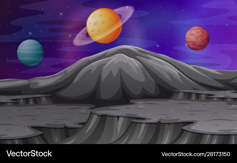 Landscape in mountains mars with other plan Vector Image