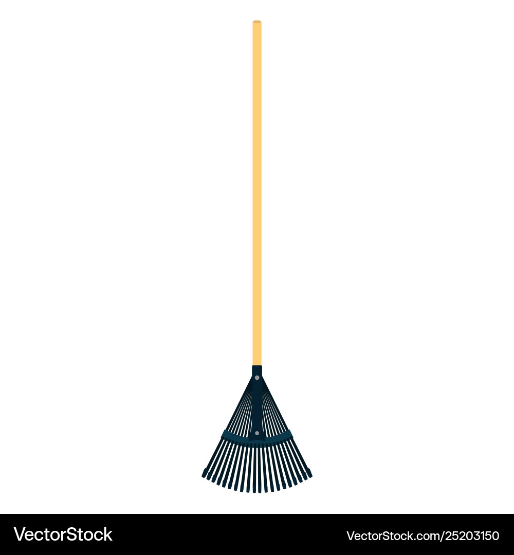 Leaf rake flat icon garden fall agriculture Vector Image
