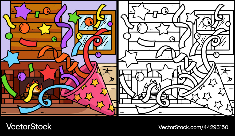 New year confetti coloring page Royalty Free Vector Image