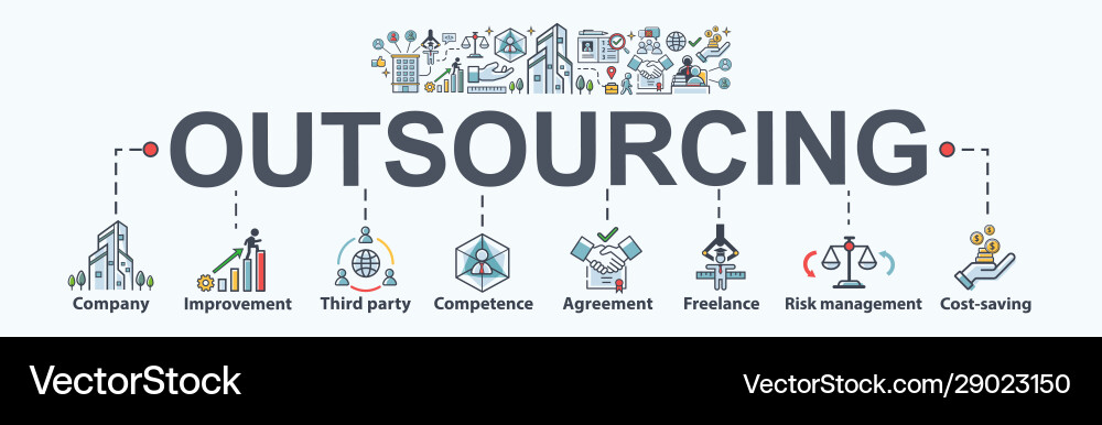 Outsourcing banner web icon for business working Vector Image