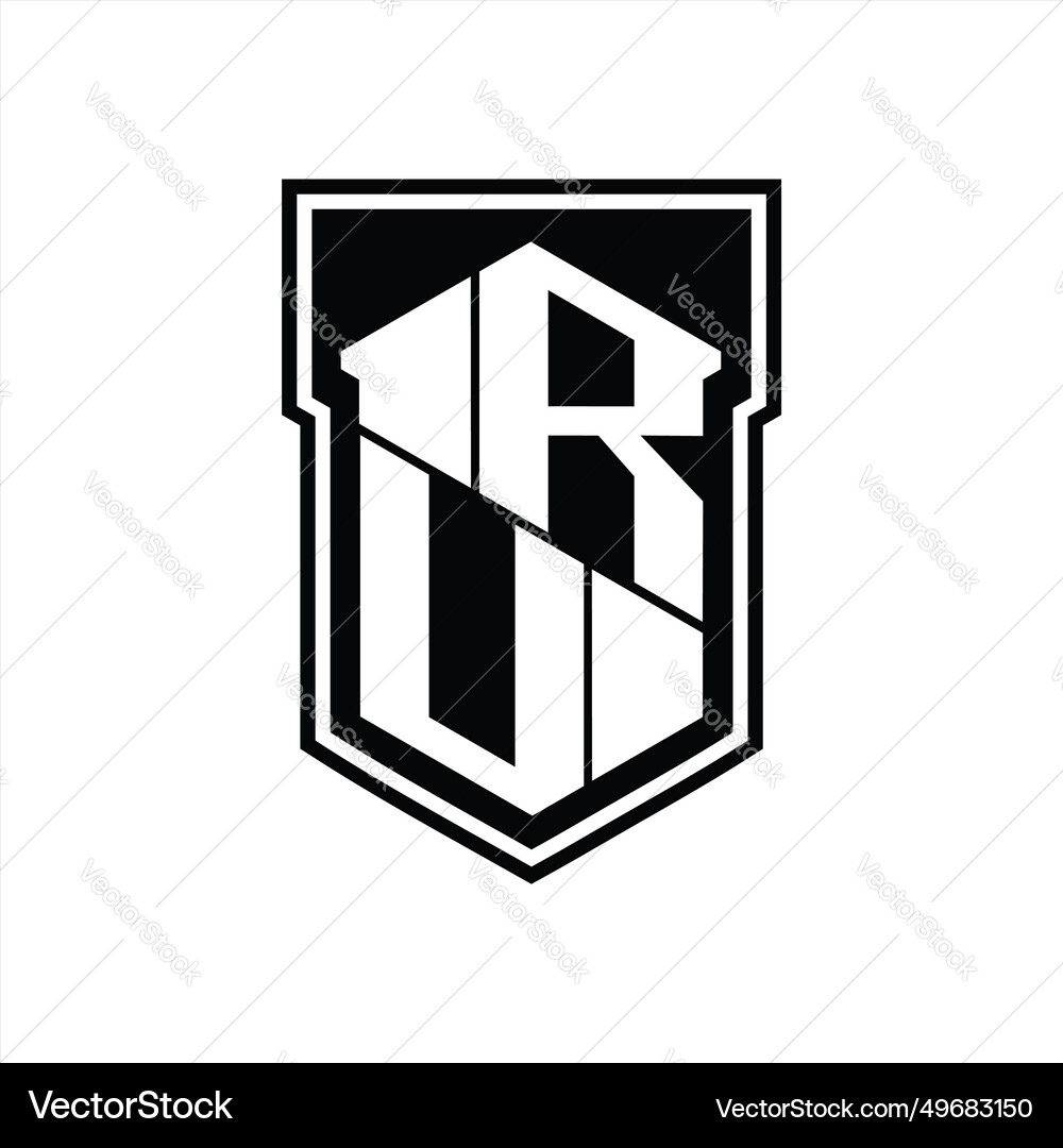 Ru logo monogram hexagon geometric up and down Vector Image