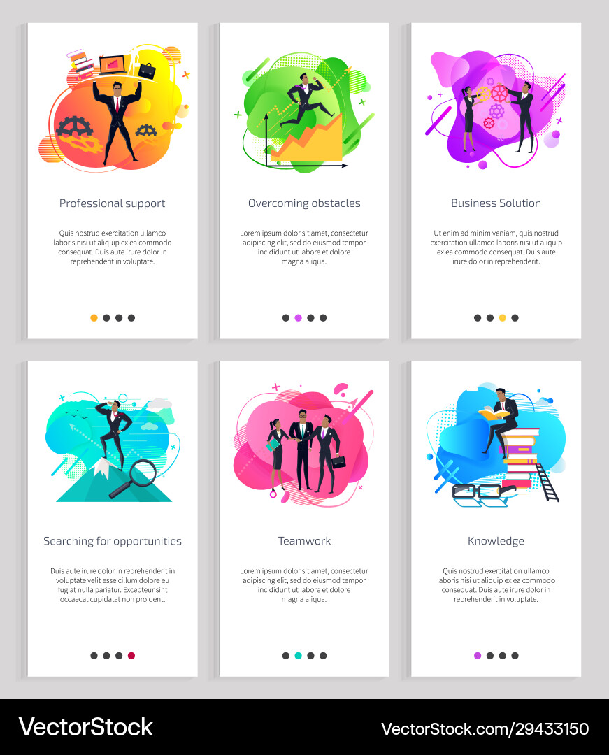 Teamwork and overcoming obstacles business set Vector Image