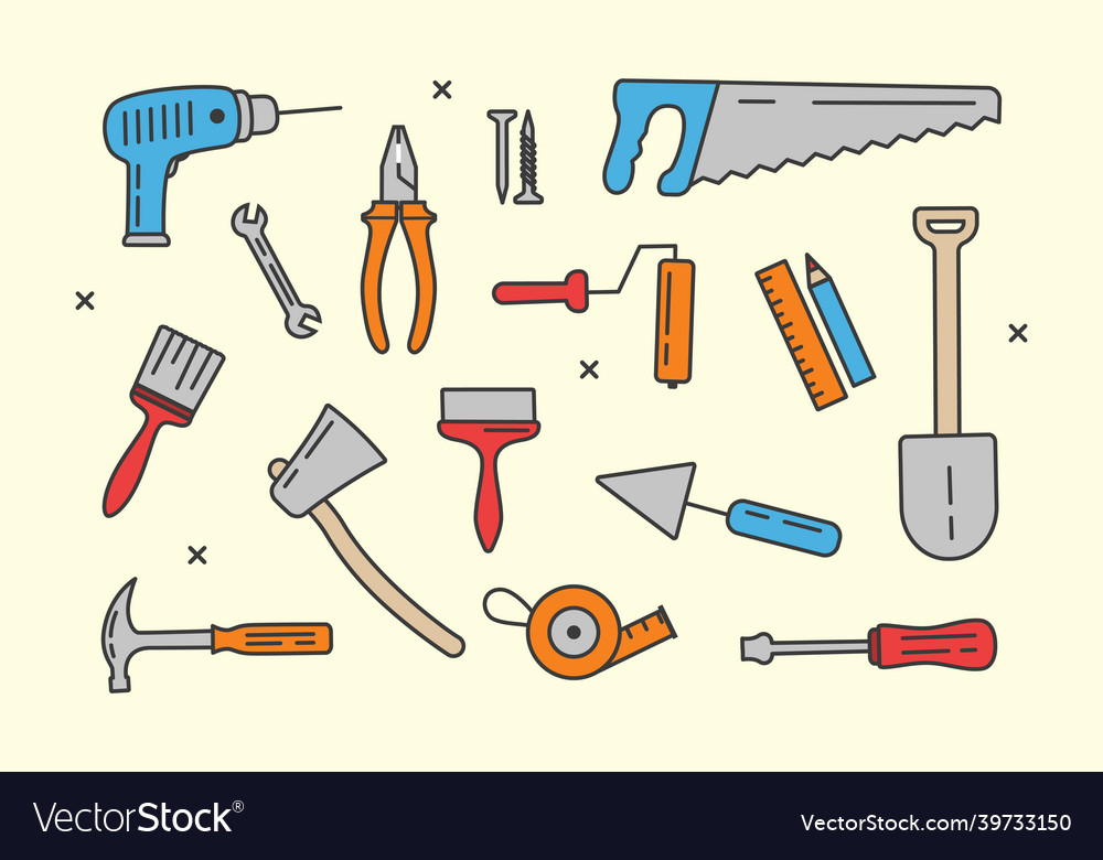 Various working tools Royalty Free Vector Image