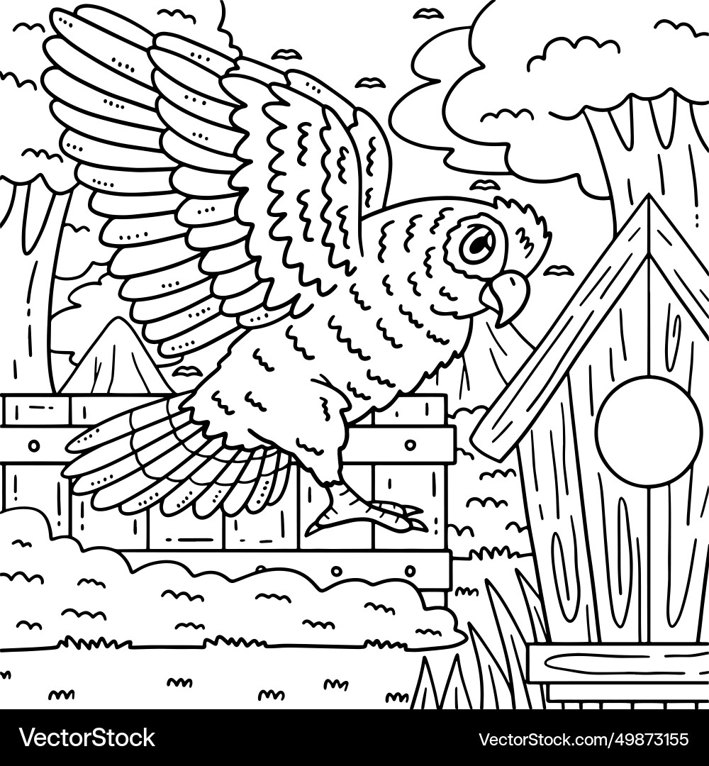 Amazon parrot bird coloring page for kids Vector Image