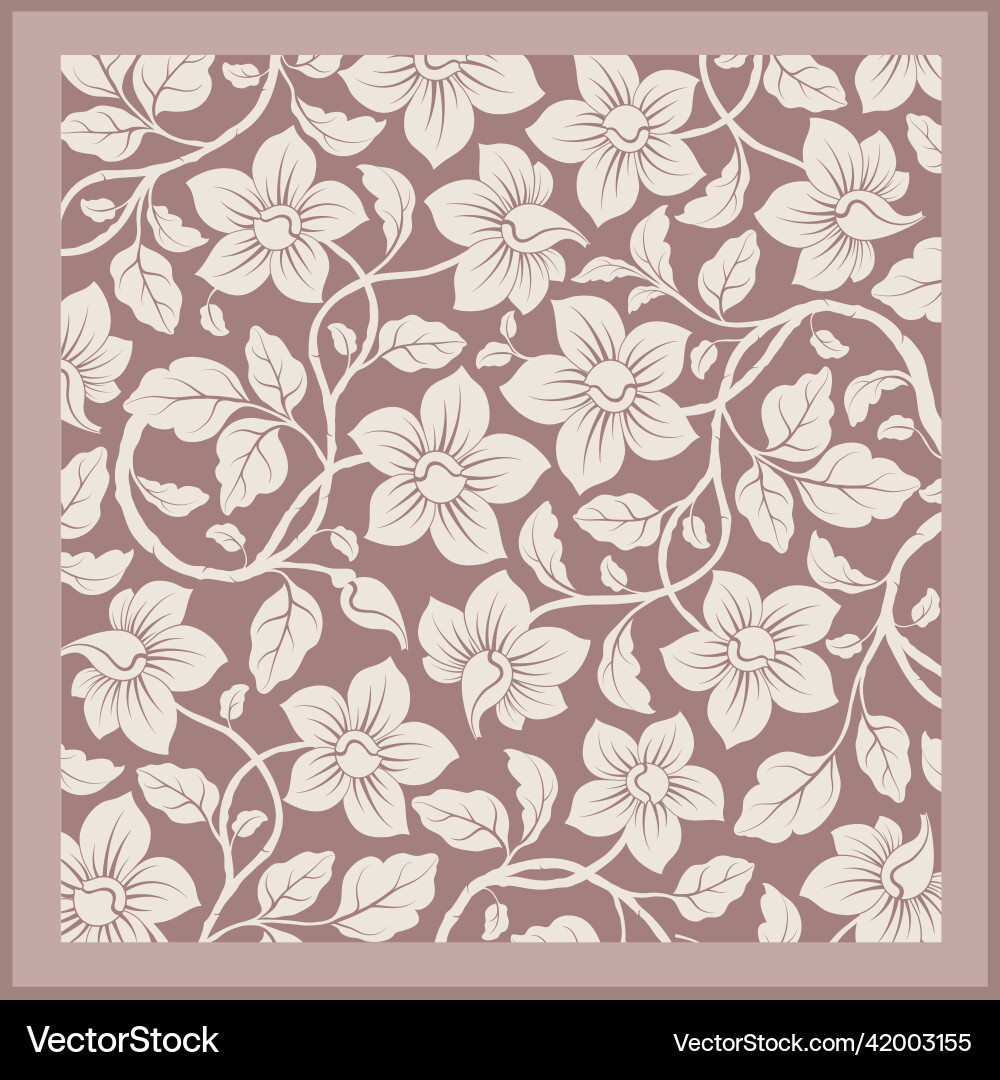 Batik scarf indonesia leaves floral pattern Vector Image