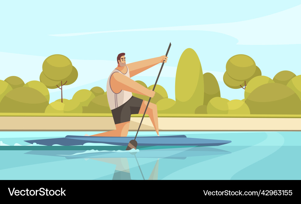 Canoe sports summer composition Royalty Free Vector Image