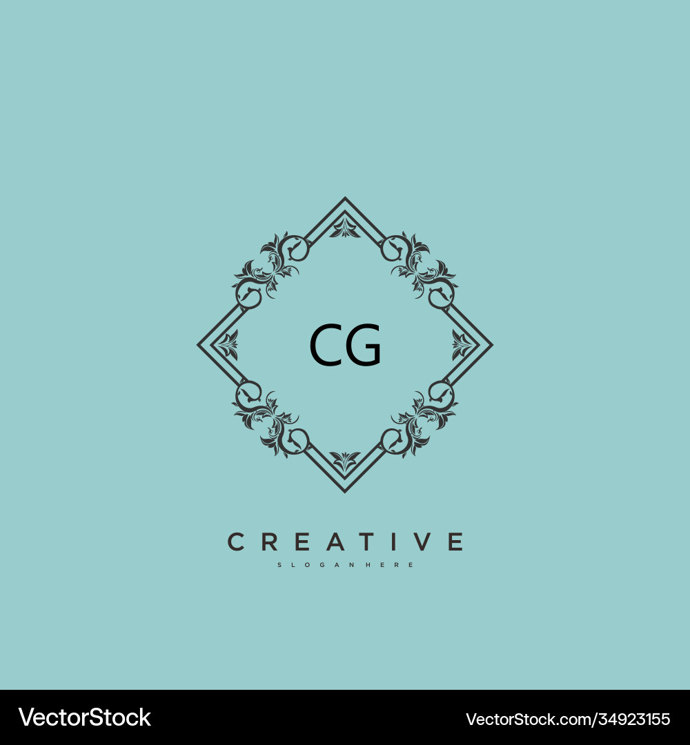 Cg beauty initial logo art handwriting logo Vector Image