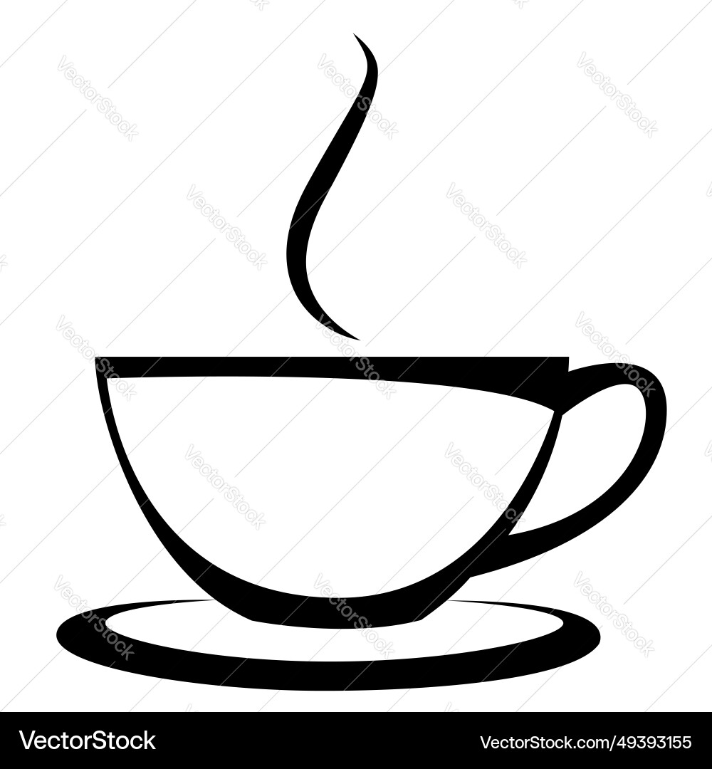 Coffee cup with steam contour image isolated Vector Image