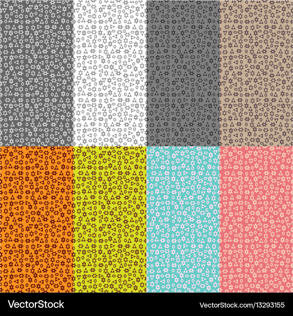 Collection of eight seamless patterns with a patte