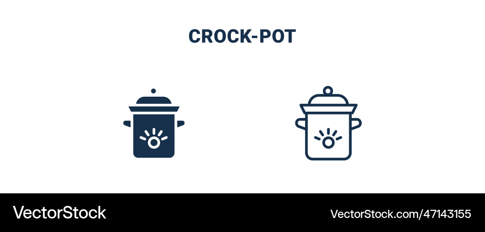 Crock-pot icon outline and filled icon Royalty Free Vector