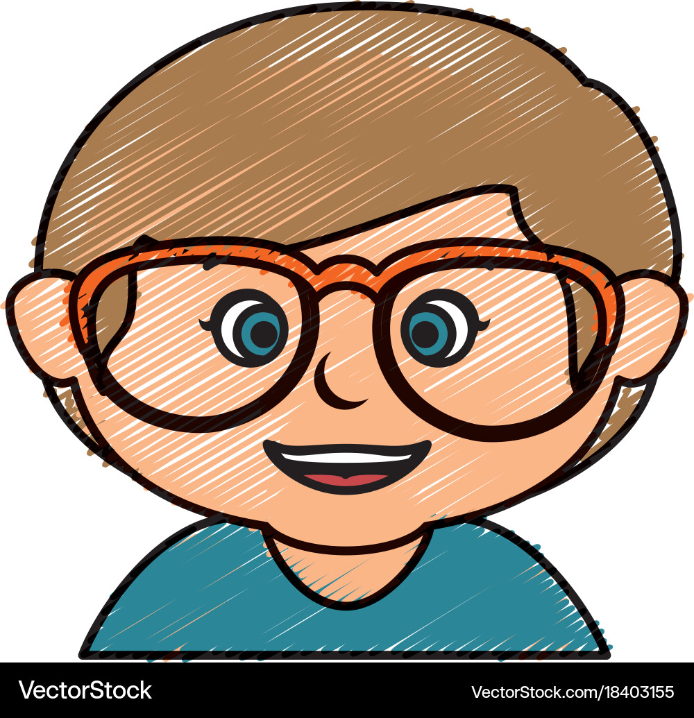 Cute little boy with glasses character Royalty Free Vector