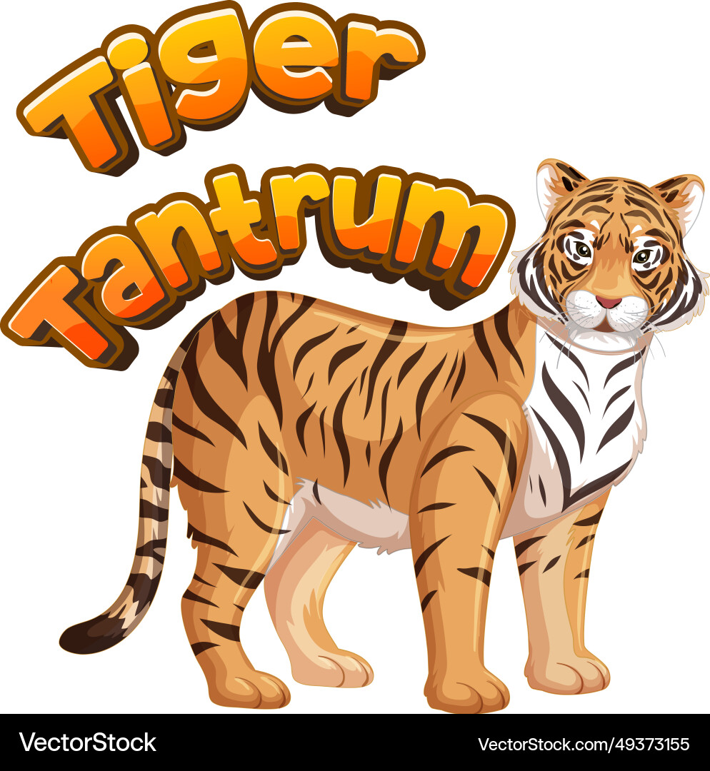 Cute tiger cartoon throws funny tantrum Royalty Free Vector