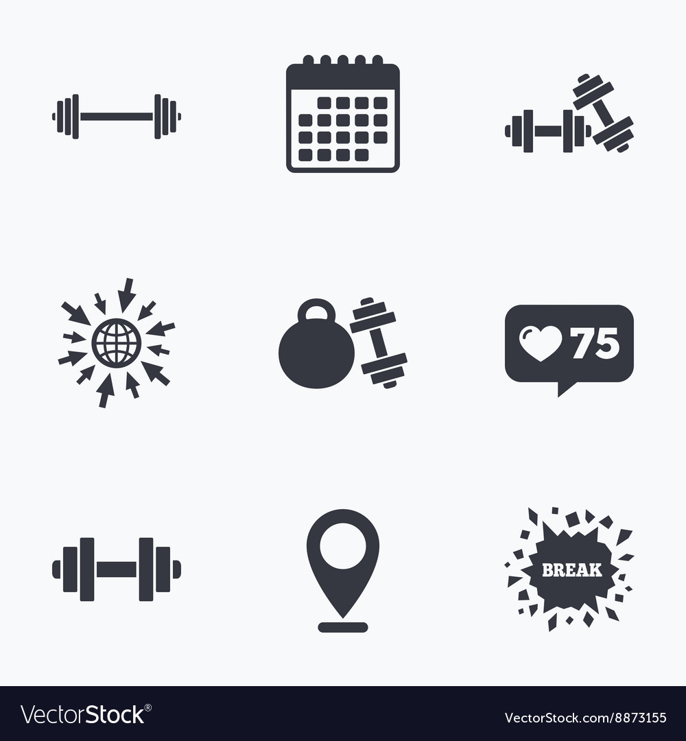 Dumbbells icons fitness sport symbols Royalty Free Vector