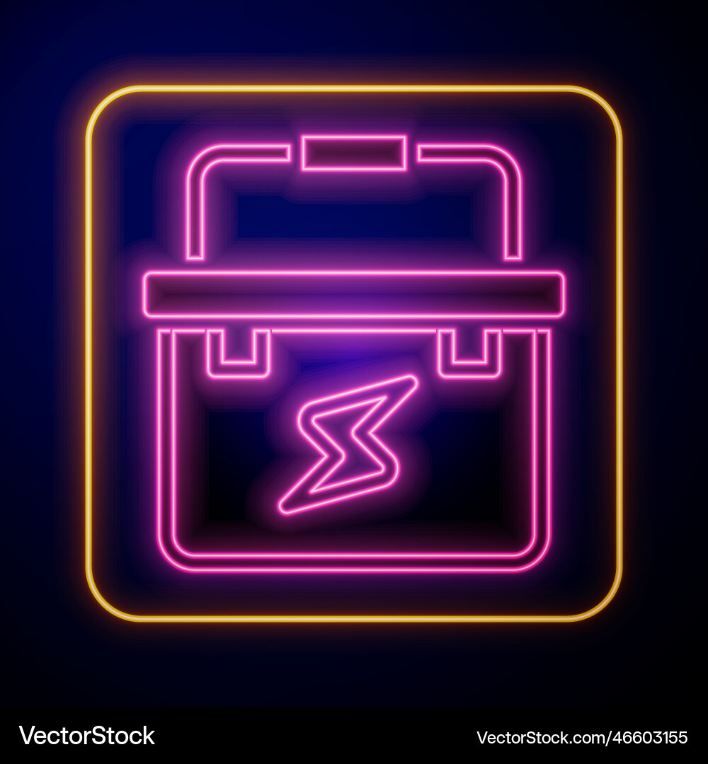 Glowing neon toolbox electrician icon isolated Vector Image