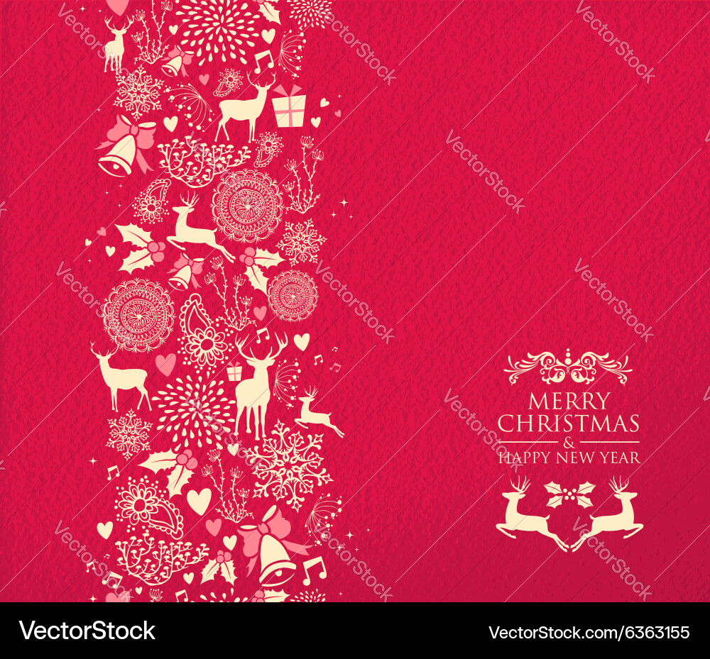 Merry christmas happy new year pattern deer red Vector Image