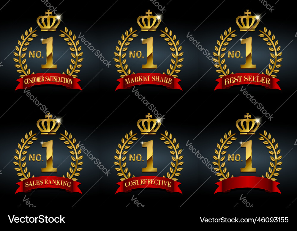 No1 medal icon set various evaluation contents Vector Image
