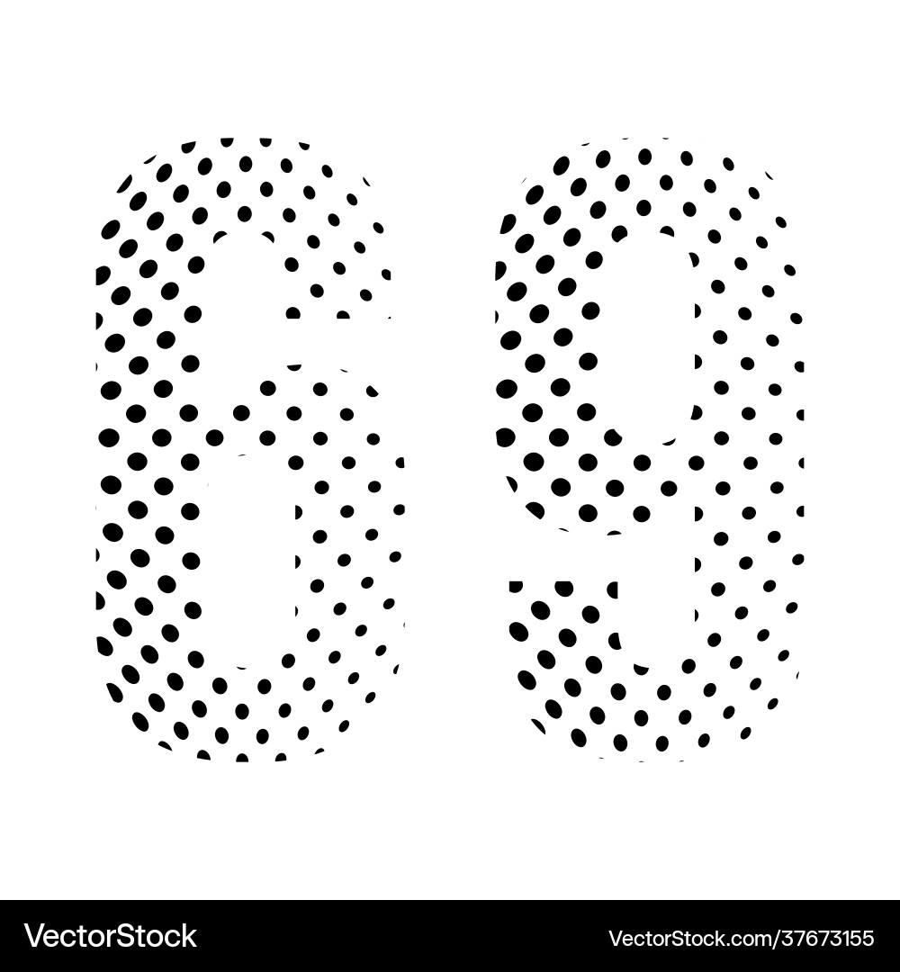 Number sixty-nine 69 in halftone dotted isolated Vector Image