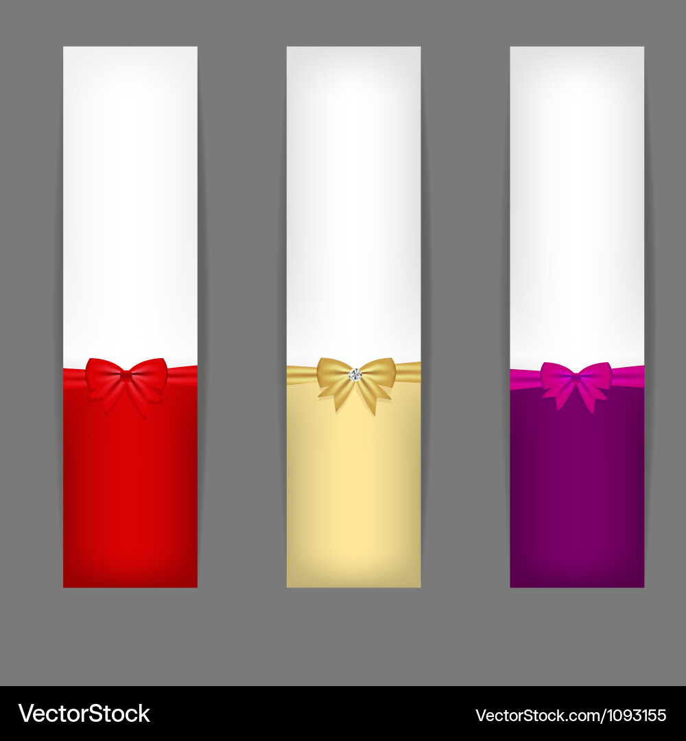 Set of three banners with ribbons Royalty Free Vector Image
