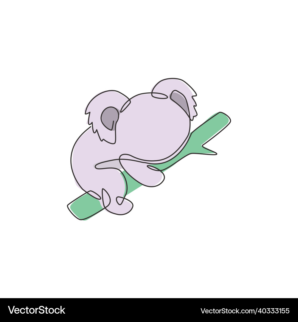 Single continuous line drawing of funny koala Vector Image
