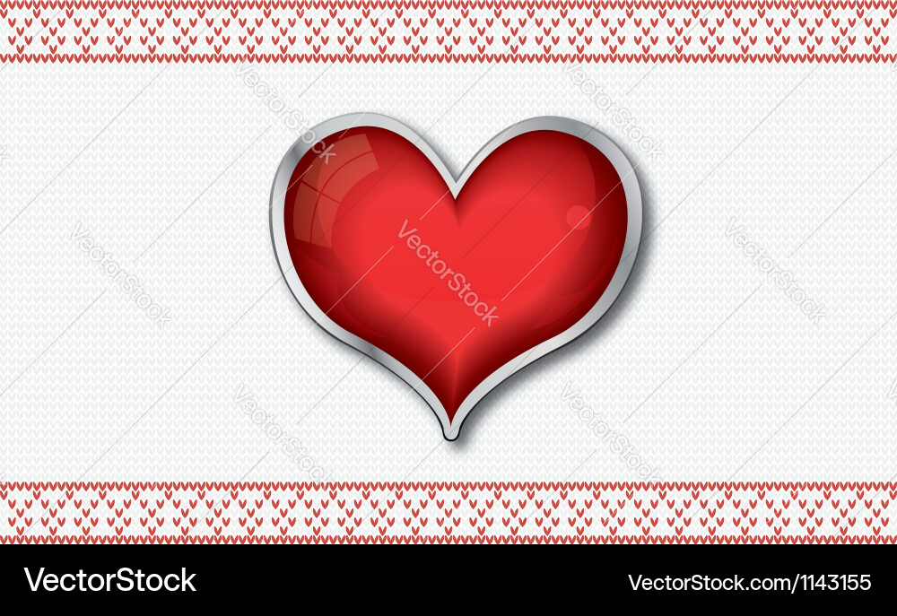 Valentine card with red glossy heart Royalty Free Vector