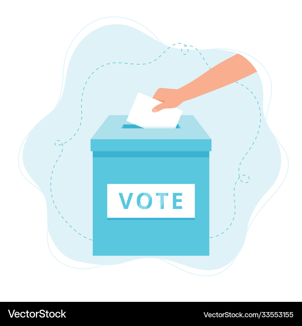 Vote ballot box a hand putting a Royalty Free Vector Image