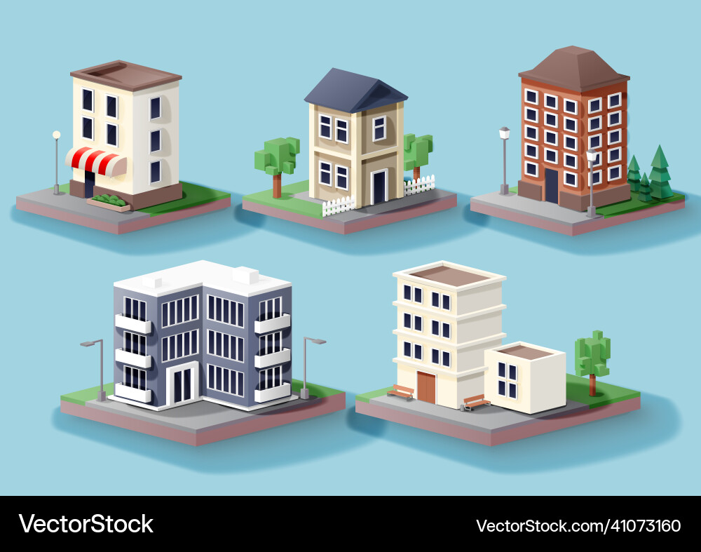 City apartment building set Royalty Free Vector Image