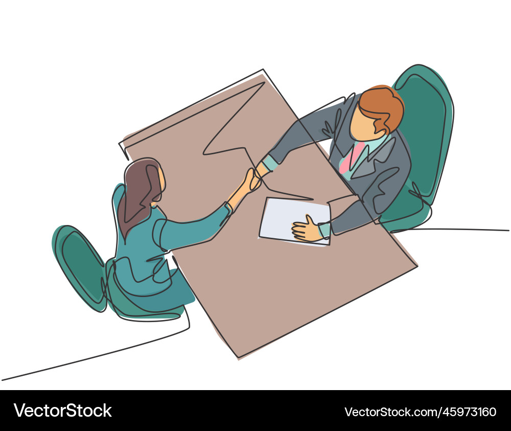 Continuous line drawing of young manager Vector Image