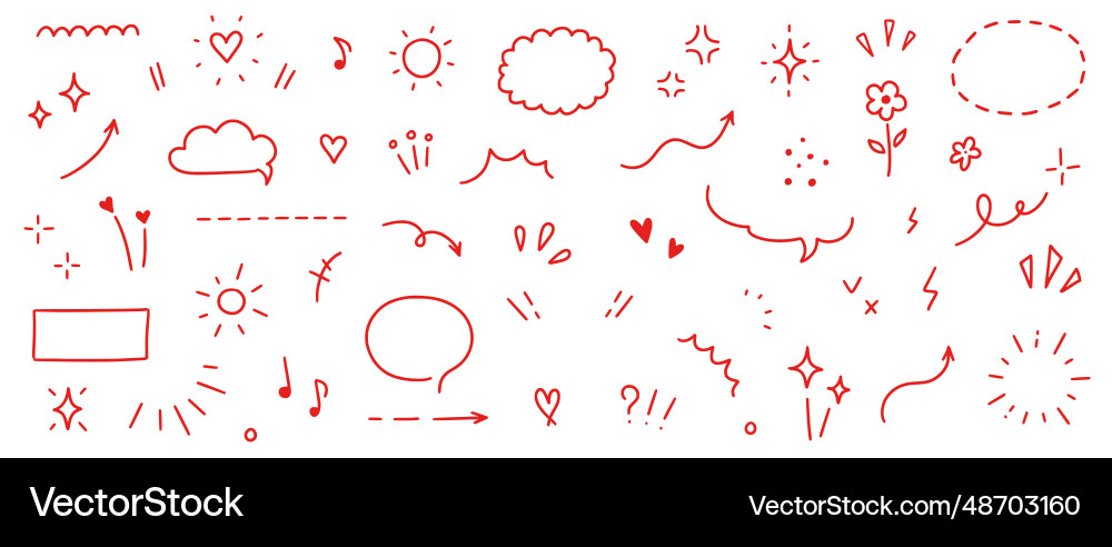 Cute red line icon sketch element hand drawn Vector Image