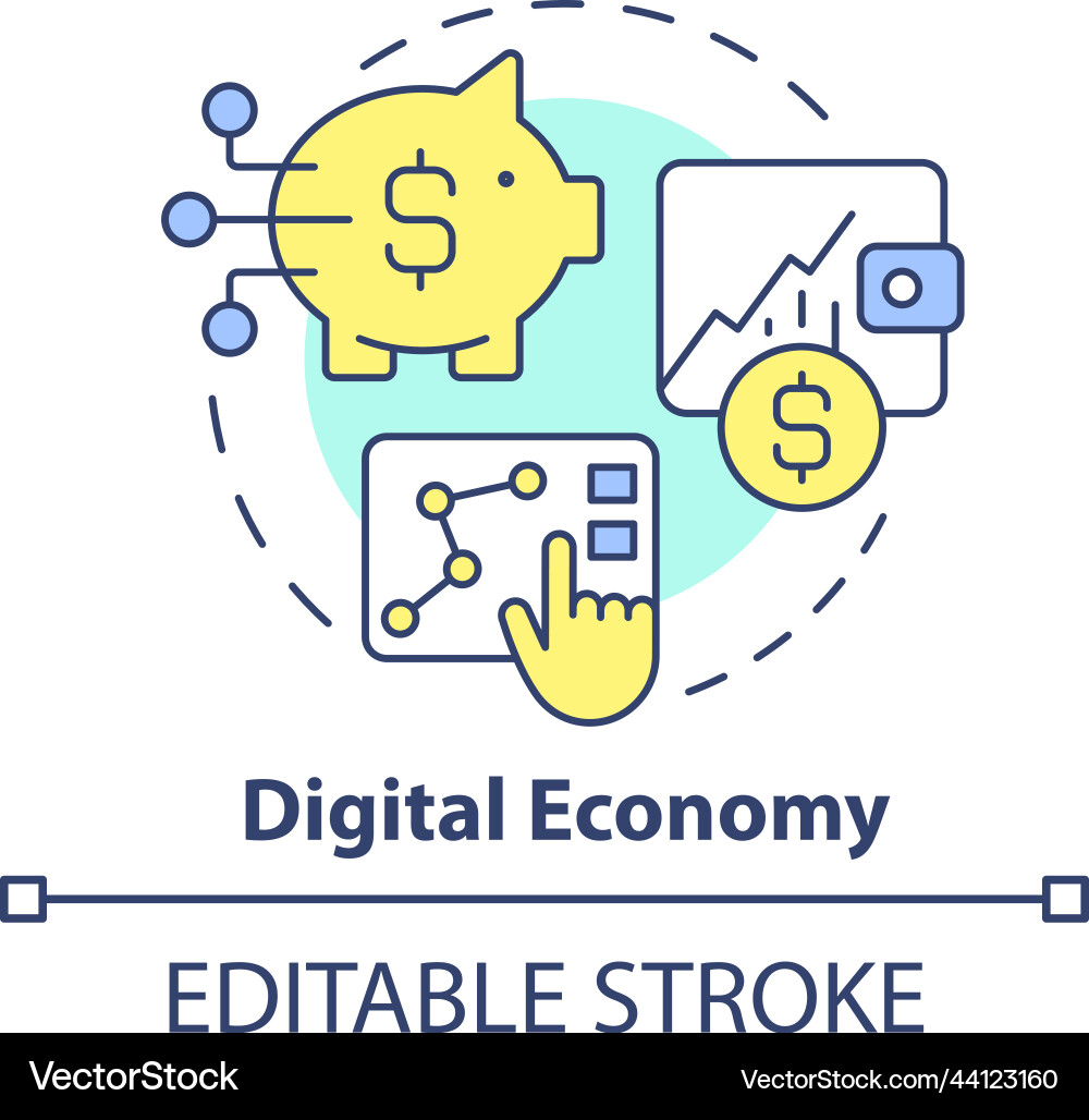 Digital economy concept icon Royalty Free Vector Image