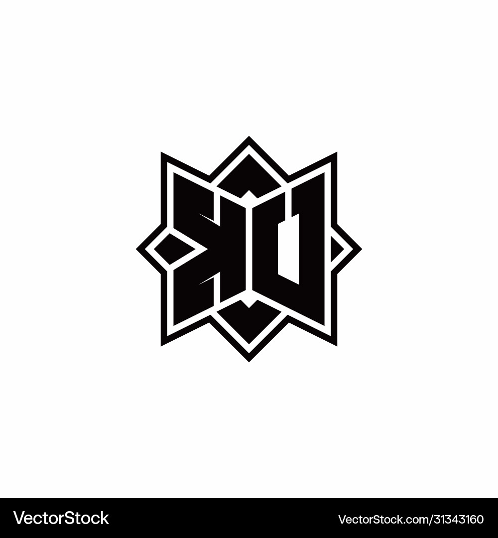 Ku monogram logo with square rotate style outline Vector Image