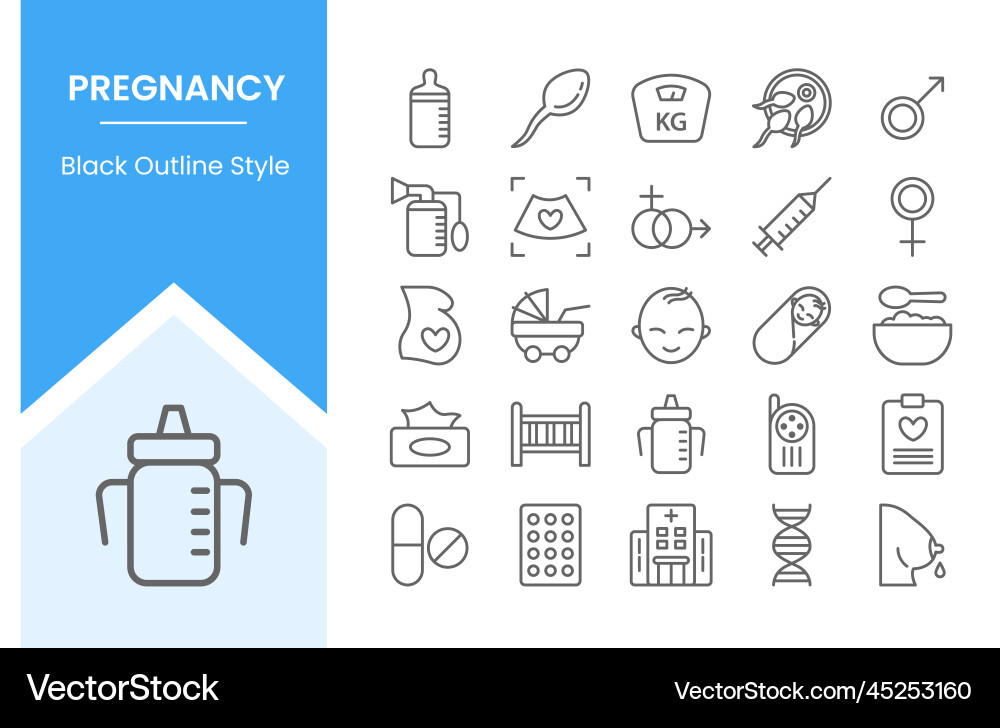 Pregnancy icon set collection pack with outline Vector Image