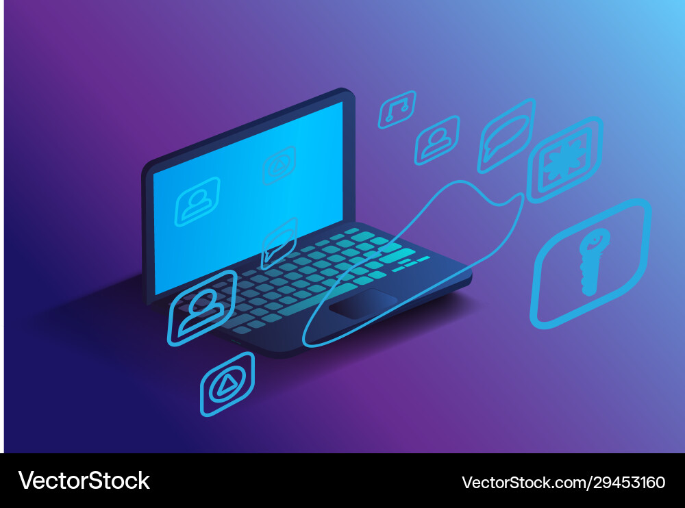 Template for infographics on laptop screen Vector Image