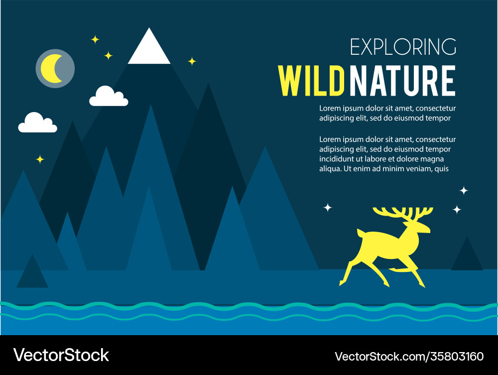 Wild nature design template deer in forest Vector Image