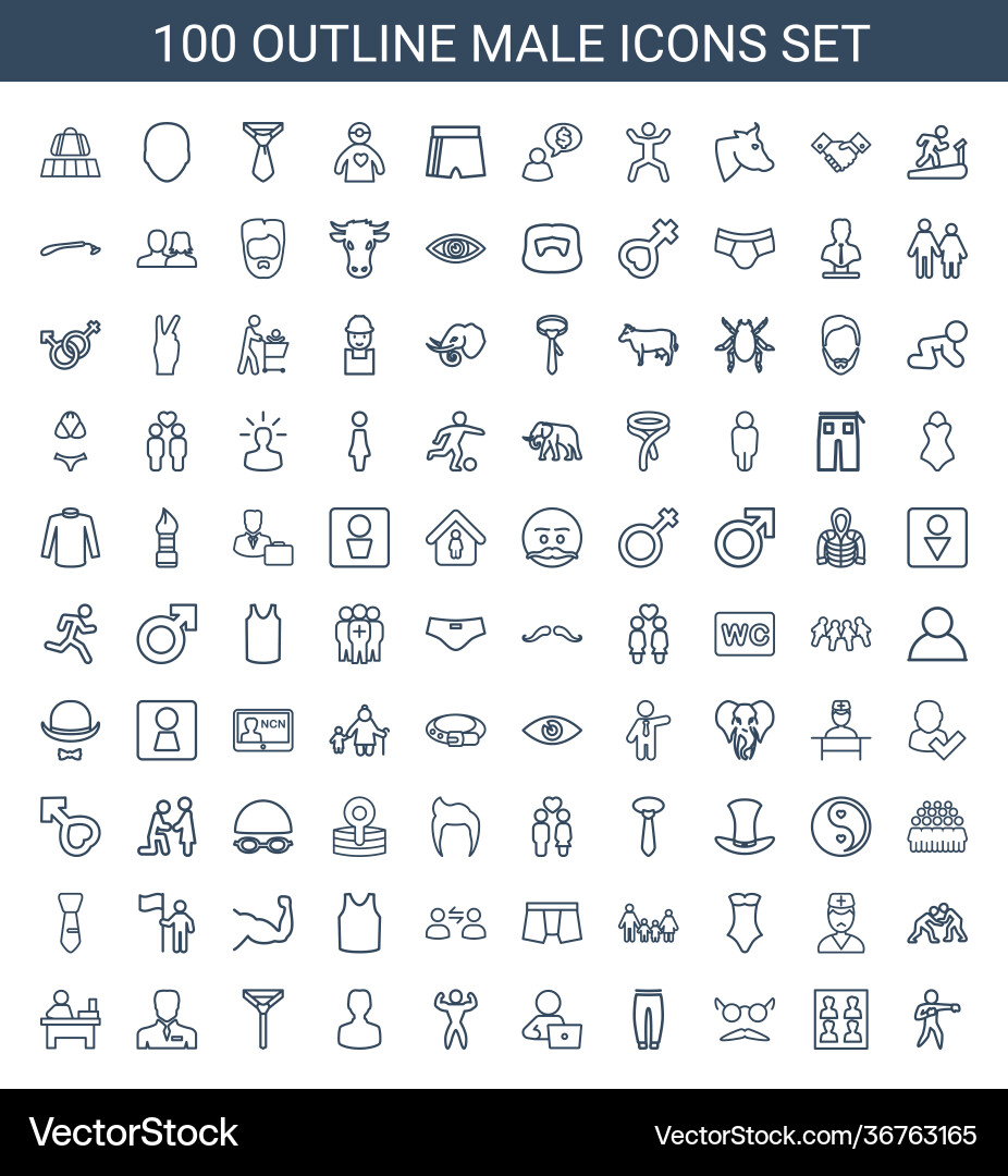 100 male icons Royalty Free Vector Image - VectorStock