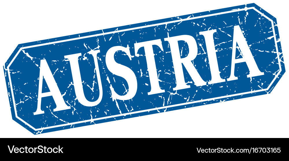 Austria blue square grunge retro style sign Vector Image
