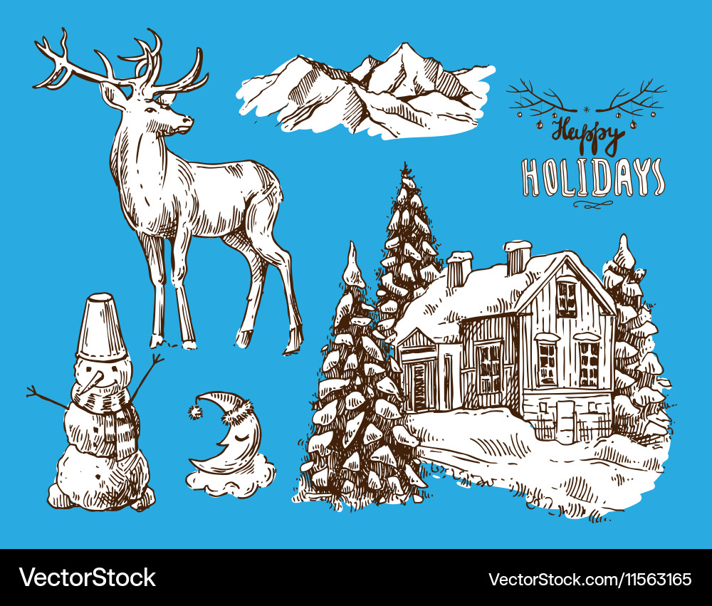 Christmas landscape Royalty Free Vector Image - VectorStock