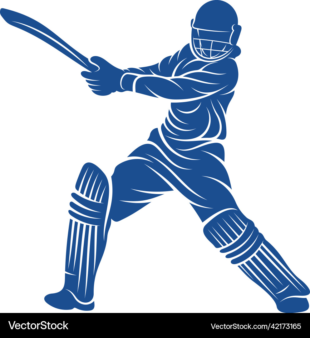 Cricket player logo design icon symbol template Vector Image